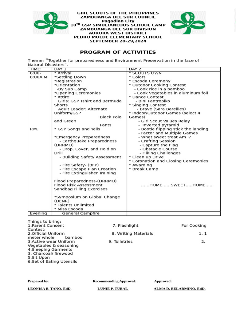 GSP Program of Activities-2024 | PDF