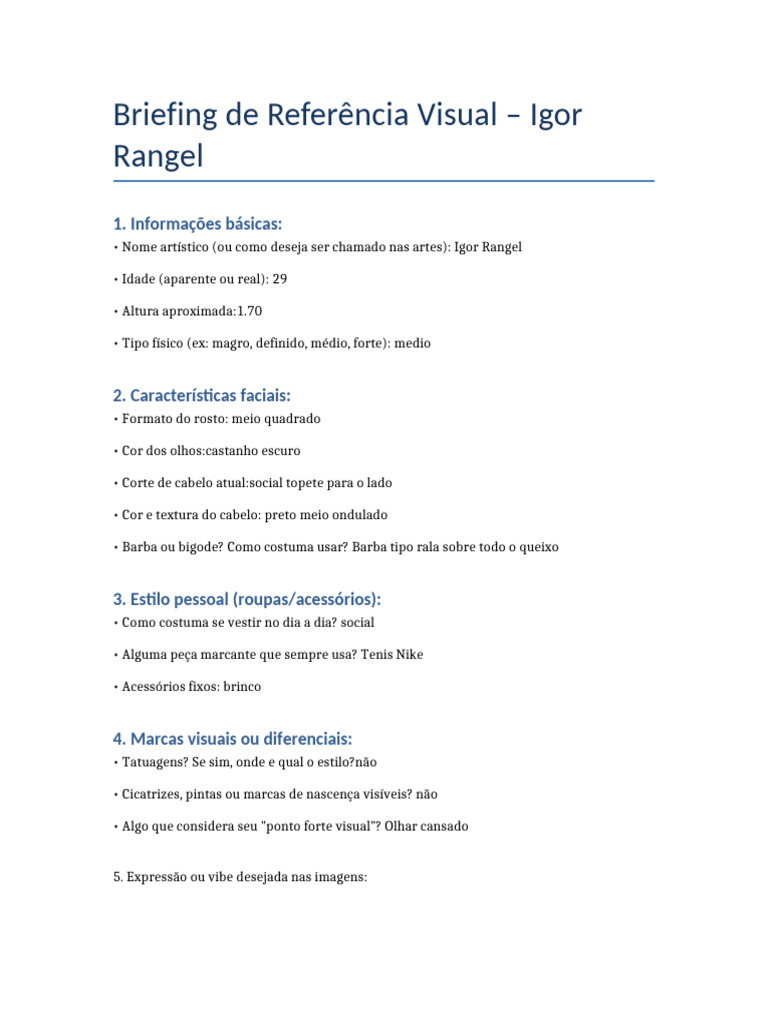 Briefing Visual Igor Rangel | PDF