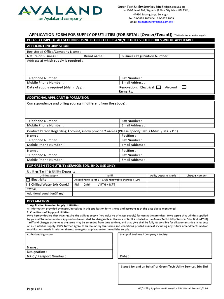 R001-R008 - Utility Application Form (For Retail Tenant Owner) - TPCJ ...
