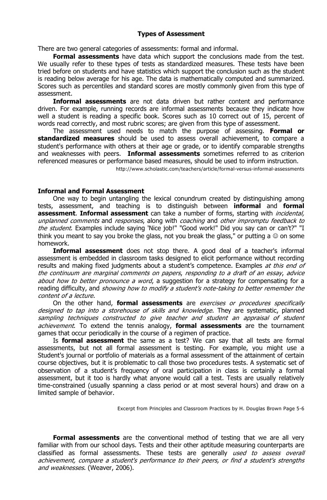 Formal vs Informal Assessments Explained | PDF | Educational Assessment ...
