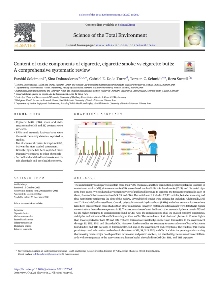 Toxic Component Cigarette | PDF | Smoke | Polycyclic Aromatic Hydrocarbon