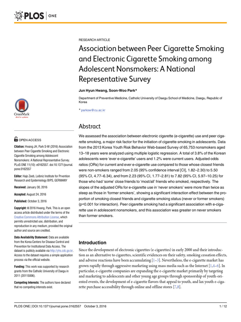 Association Peer e Smoking | PDF | Electronic Cigarette | Smoking