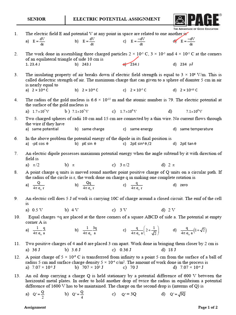 Electric Potential and Field Problems | PDF | Dipole | Electric Field