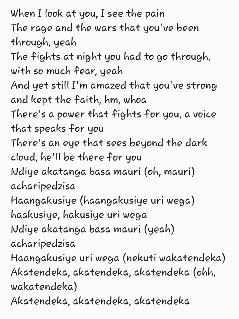 Akatendeka Lyrics by Sharon Manyonganise | PDF