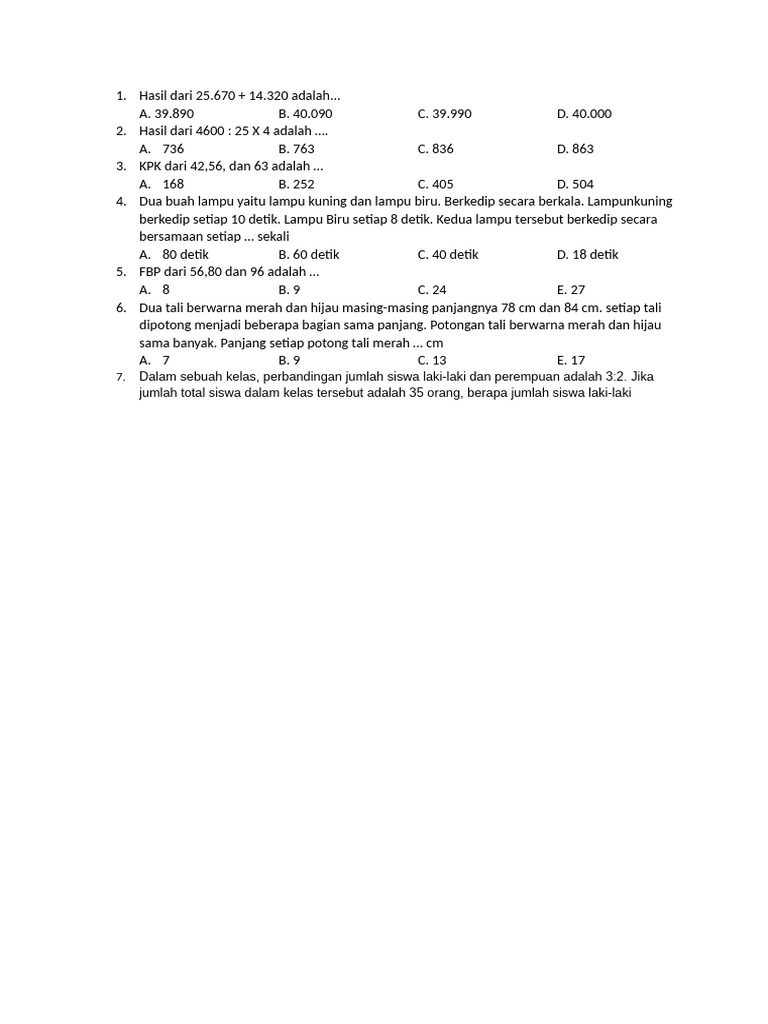 Soal Latihan Tryout MTK - 2025 | PDF