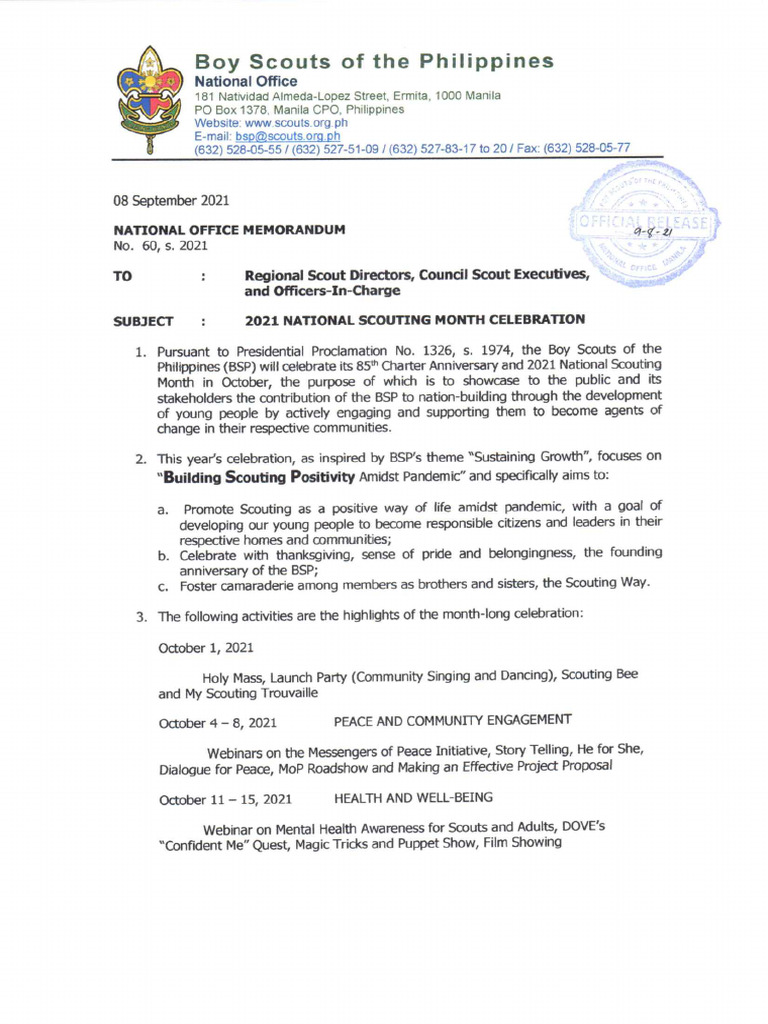 3upload Bsp N O Memorandum No 60 S 2021 2021 National Scouting
