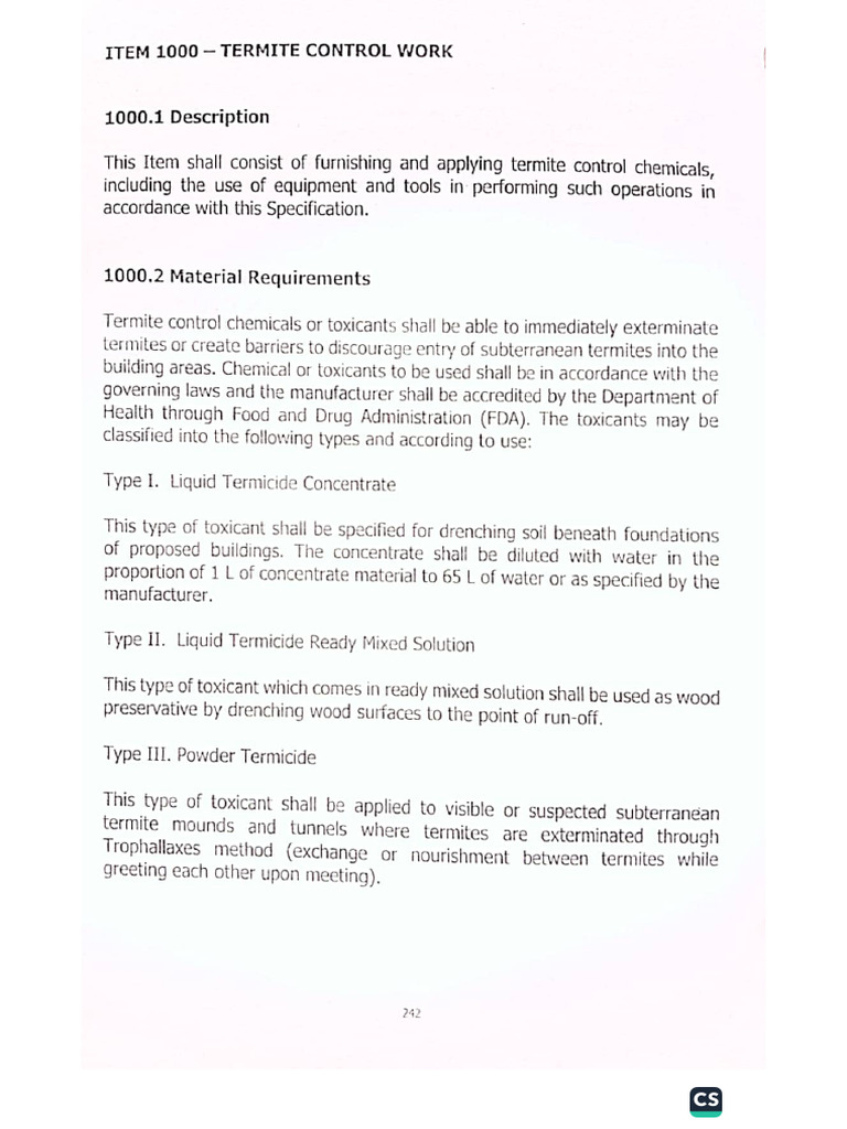 Item 1000 - TERMITE CONTROL WORK | PDF