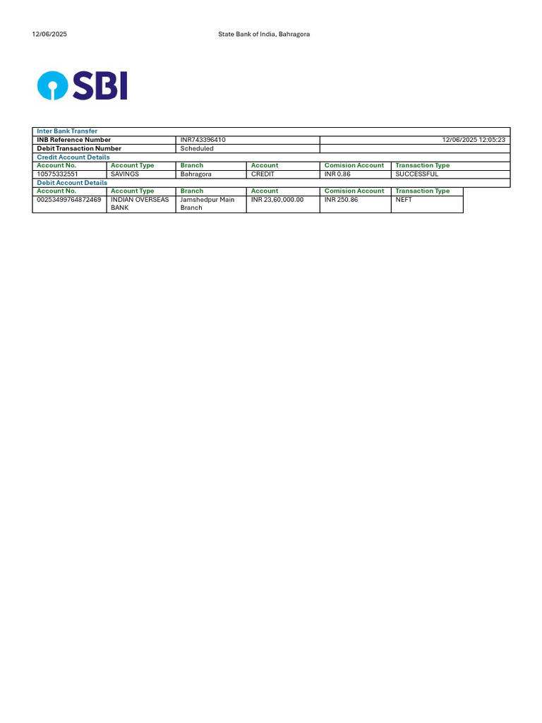 Inter Bank Transfer: INB Reference Number Debit Transaction Number | PDF