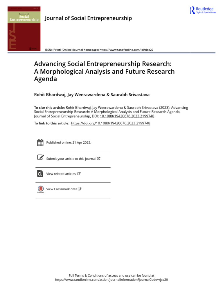 Advancing Social Entrepreneurship Research | PDF | Entrepreneurship ...