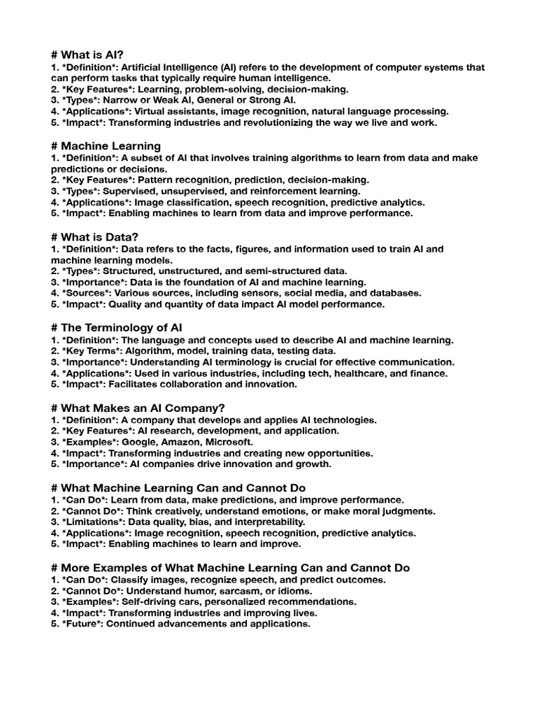 Understanding AI and Machine Learning Concepts | PDF | Artificial ...