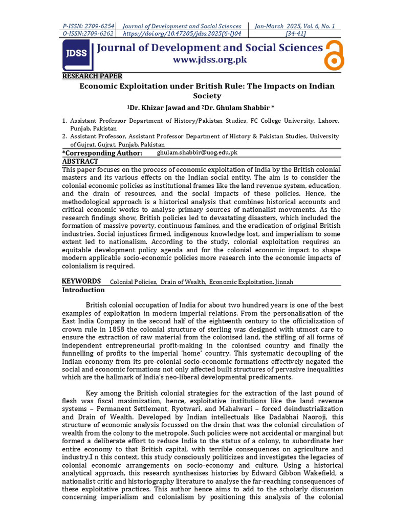 Economic Exploitation in Colonial India | PDF | Muhammad Ali Jinnah ...