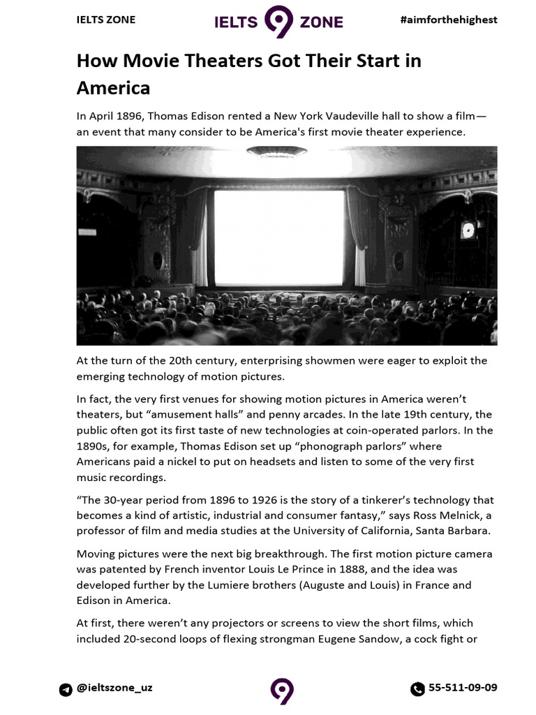 Birth of America's First Movie Theater | PDF