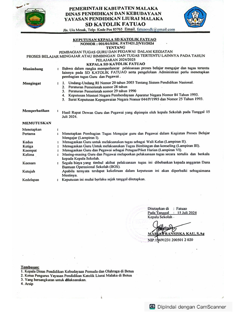 PGSD MARIA MARLINDA BUBU Scan SK Mengajar | PDF