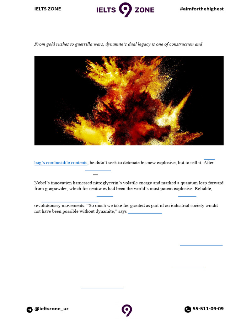 How Alfred Nobel's Invention of Dynamite Reshaped The World | PDF