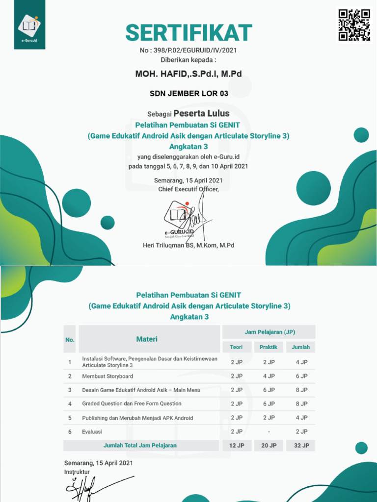 Moh. Hafid, S.pd.i, M.PD - Pelatihan Genit Eguru - April 2021 | PDF