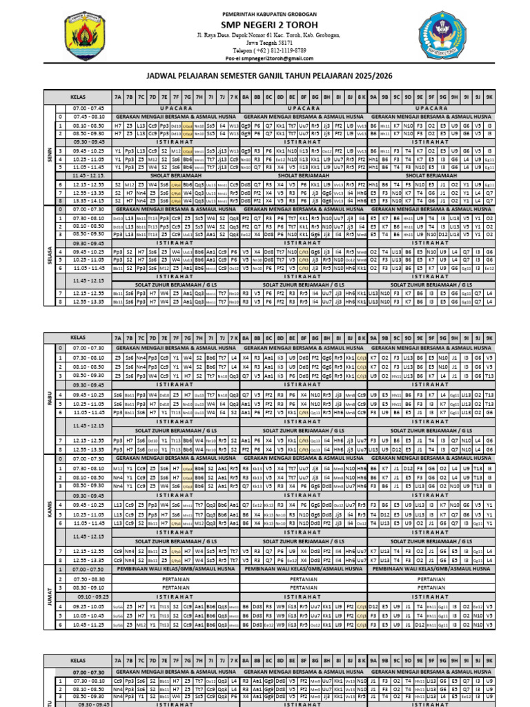 Jadwal KBM SMT 1 Tahun 2025 | PDF