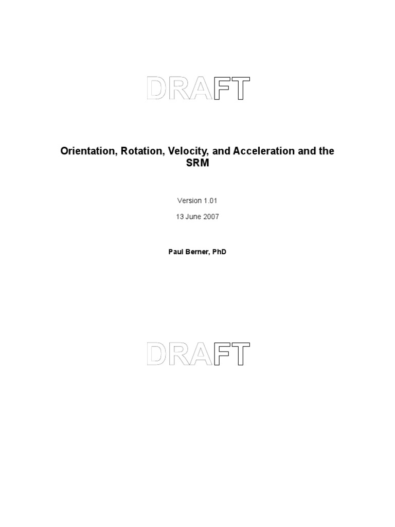 Orientation Rotation Velocity And Acceleration And Srm Coordinates Pdf Euclidean Vector
