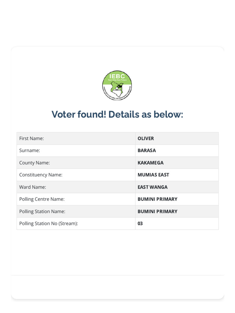 Welcome To IEBC Voter Verification Portal | PDF