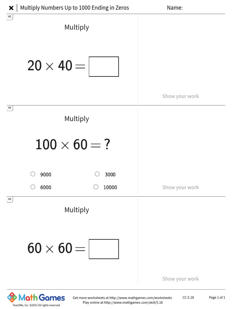 5 18 Multiply Numbers Up To 1000 Ending in Zeros | PDF