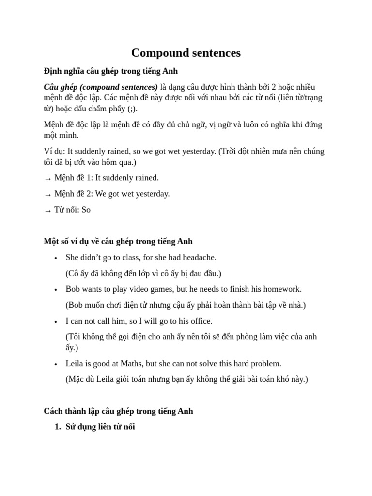 Compound Sentences | PDF