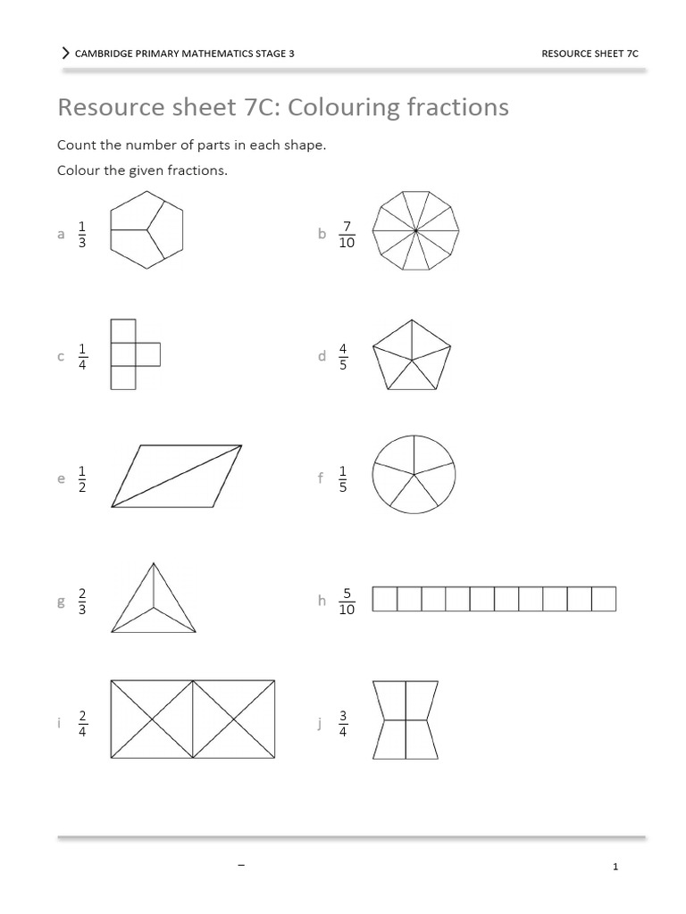 Colouring Fractions Activity Sheet | PDF