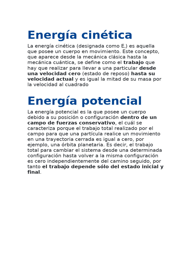 Energia Cinética y Potencial | PDF