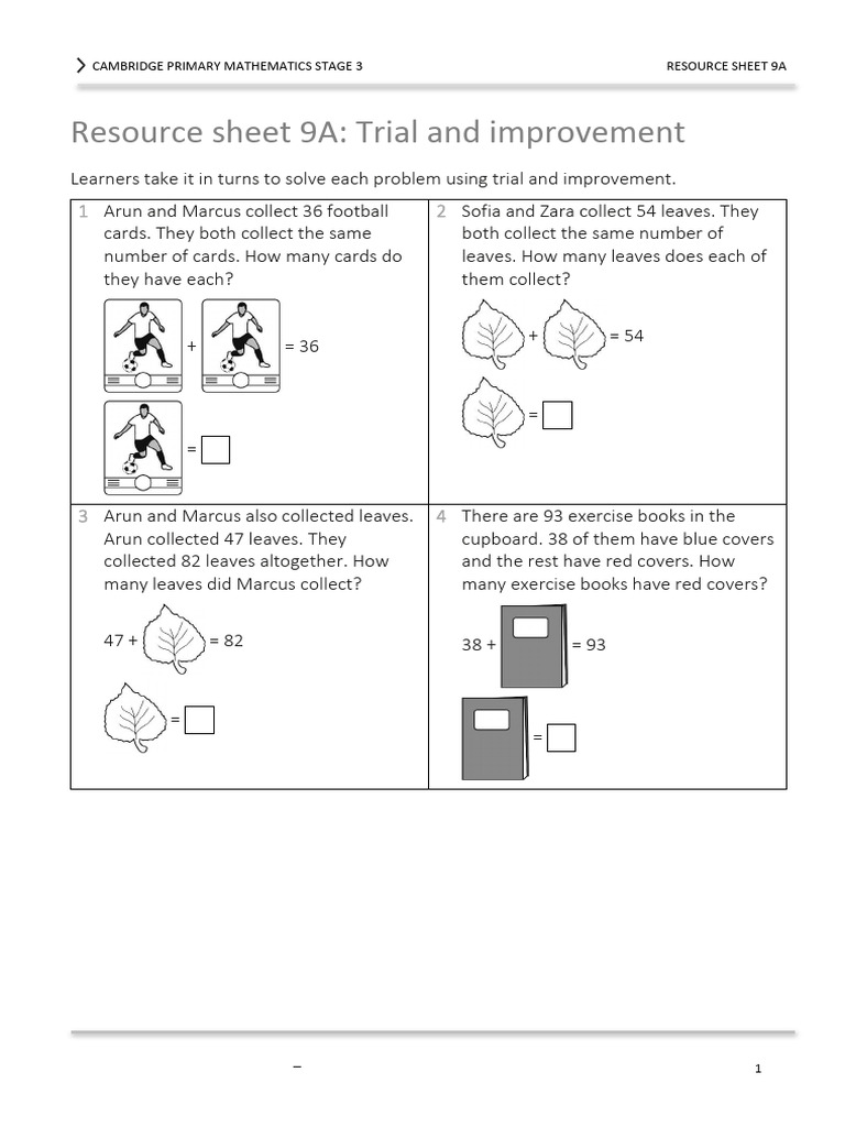 Trial and Improvement Math Problems | PDF