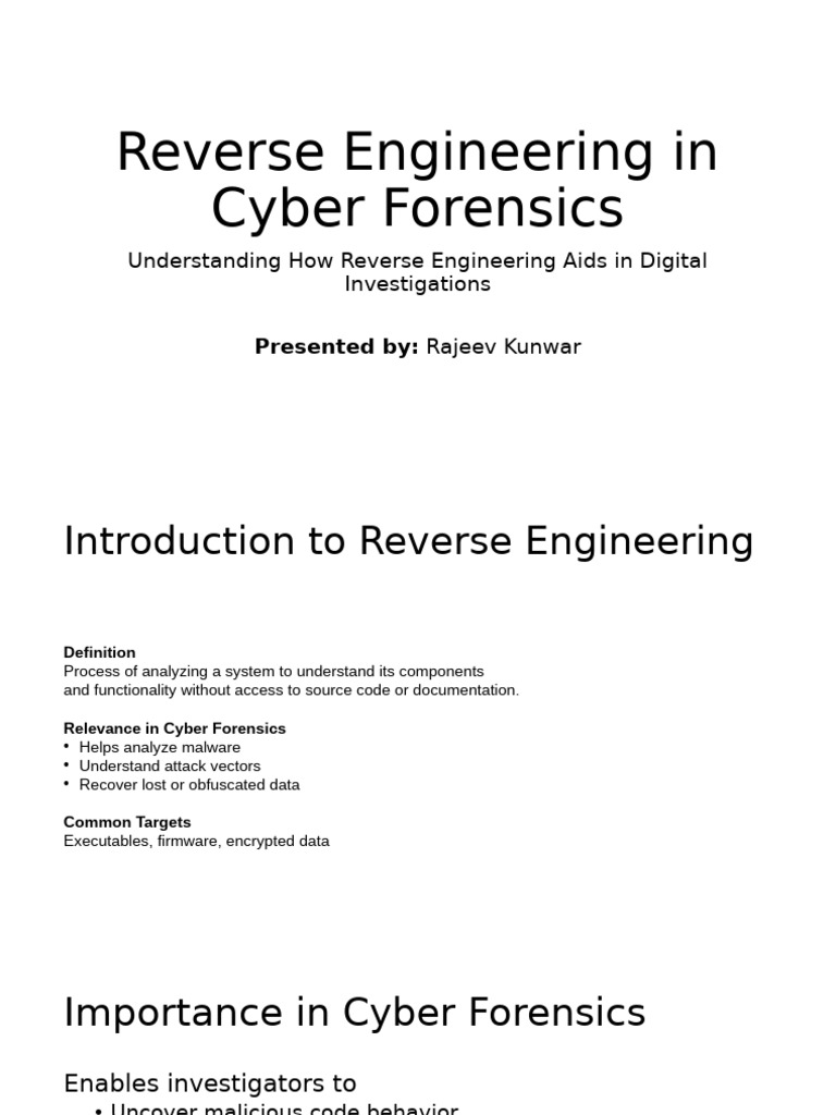 Reverse Engineering in Cyber Forensics | PDF