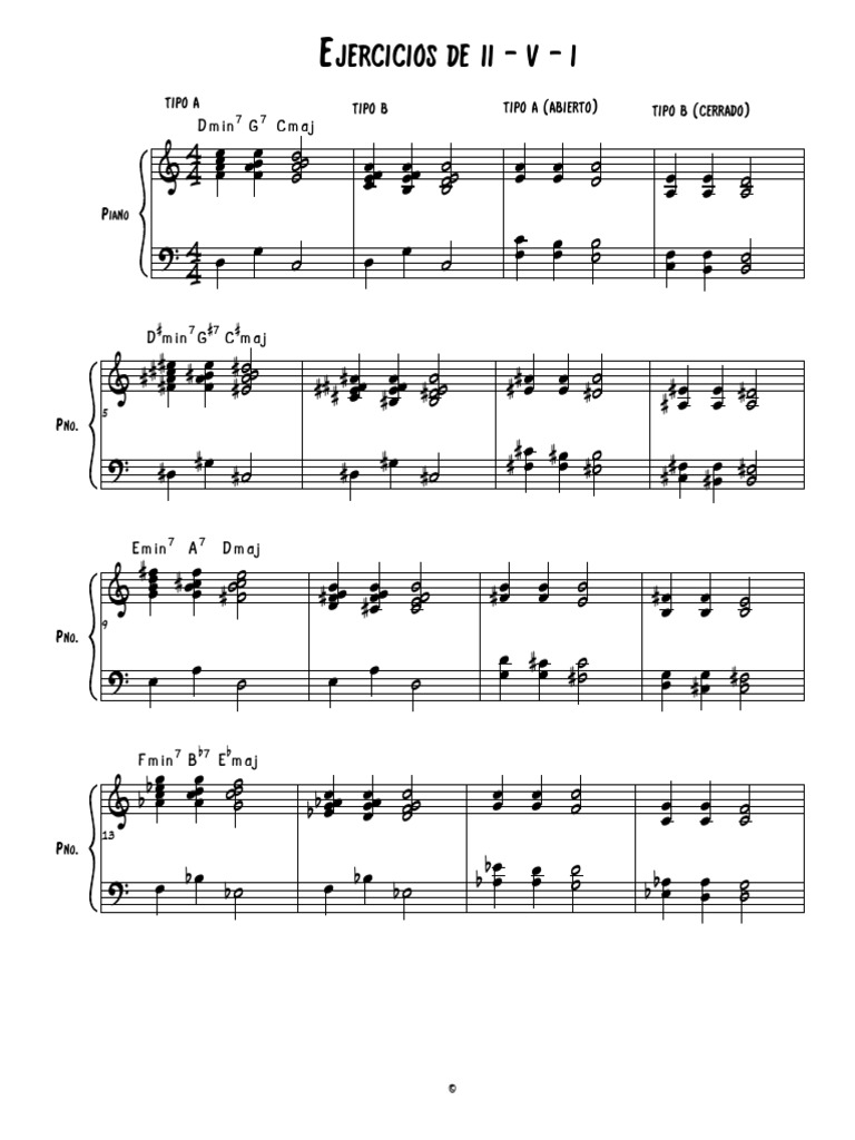 Ejercicios de ii-V-I para Piano | PDF