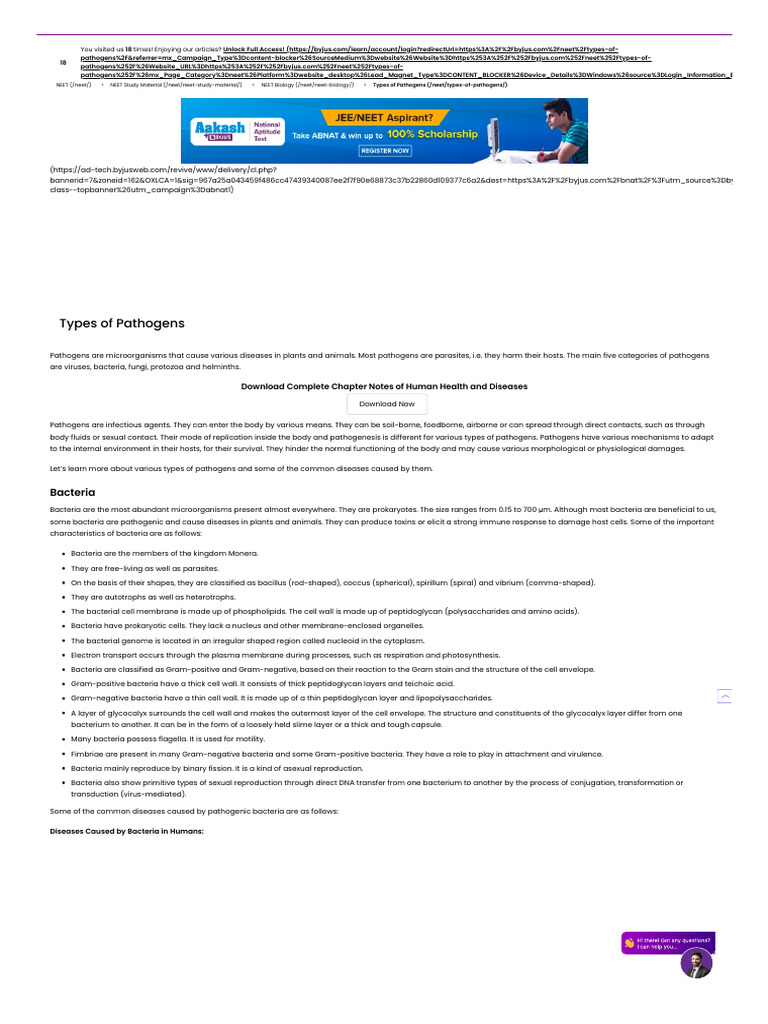 Types of Pathogens - Viruses, Bacteria, Fungi, Protozoans and Helminths ...