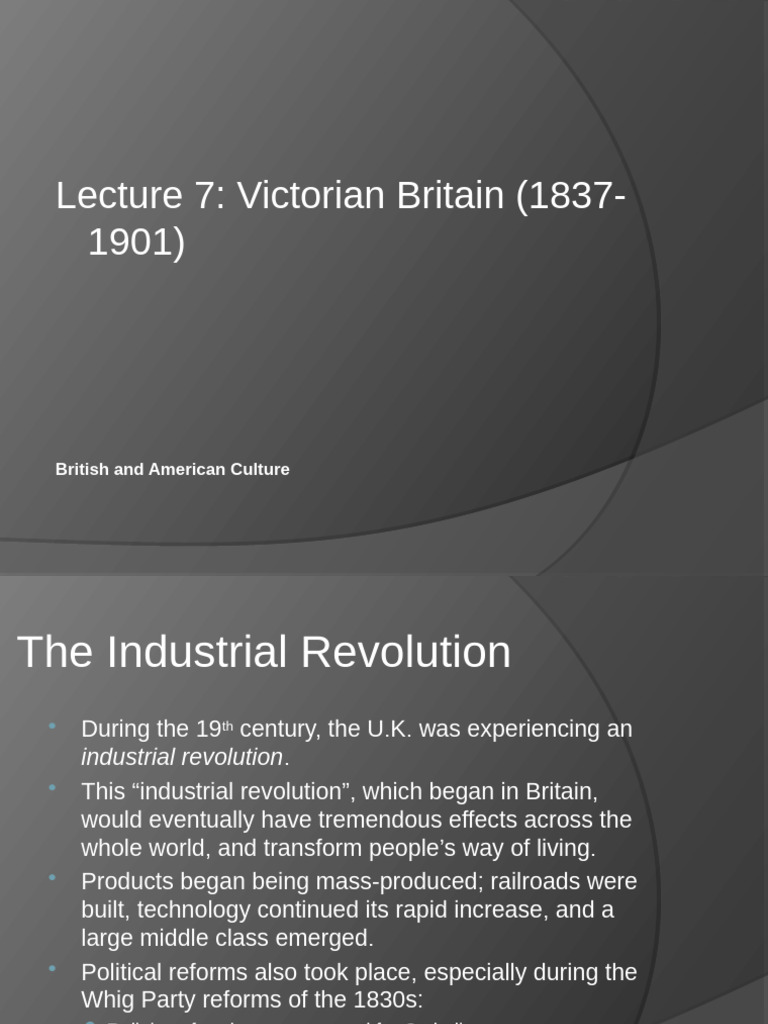 Lecture 7 - Victorian Britian | PDF | British Empire | United Kingdom ...