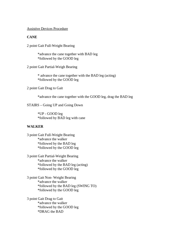 Assistive Devices Procedure 1 | PDF | Terrestrial Locomotion