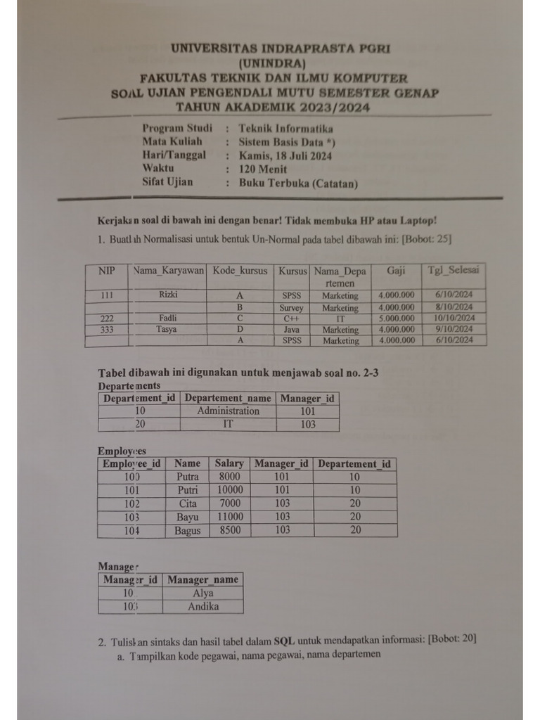 Soal UPM SBD Reguler 2024 | PDF