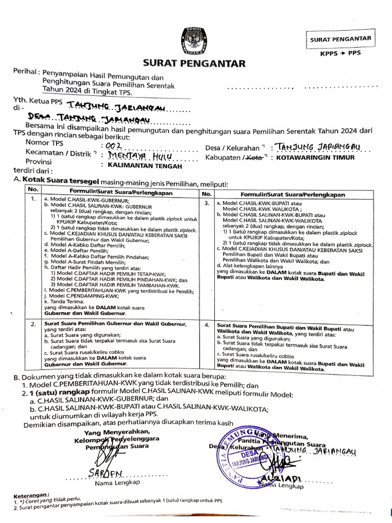 Surat Pengantar Tps 002 | PDF