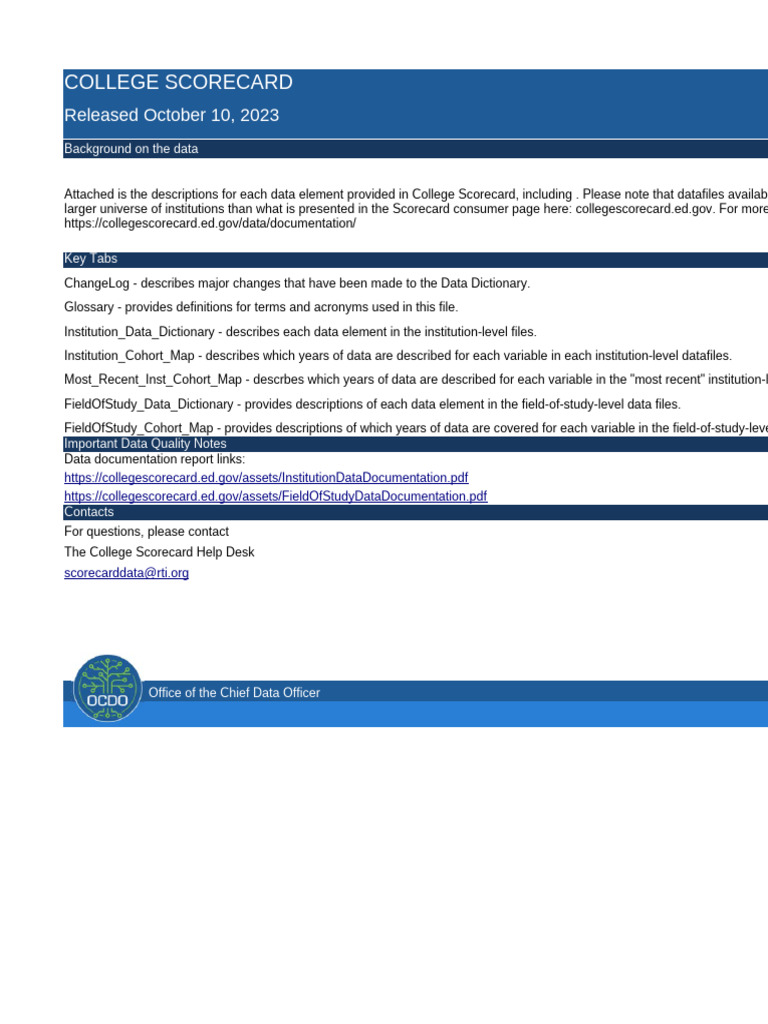 College Scorecard Data Dictionary | PDF | Academic Degree | Associate ...