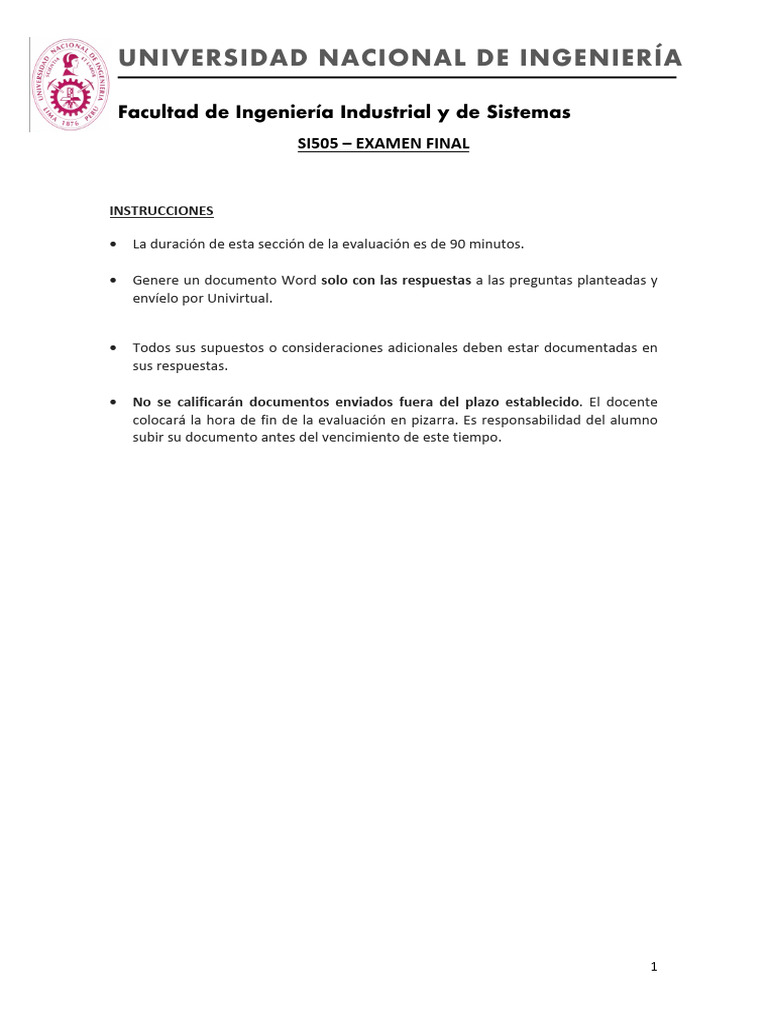 SI505 Examen Final 23 2 | PDF | SQL | Modelo relacional