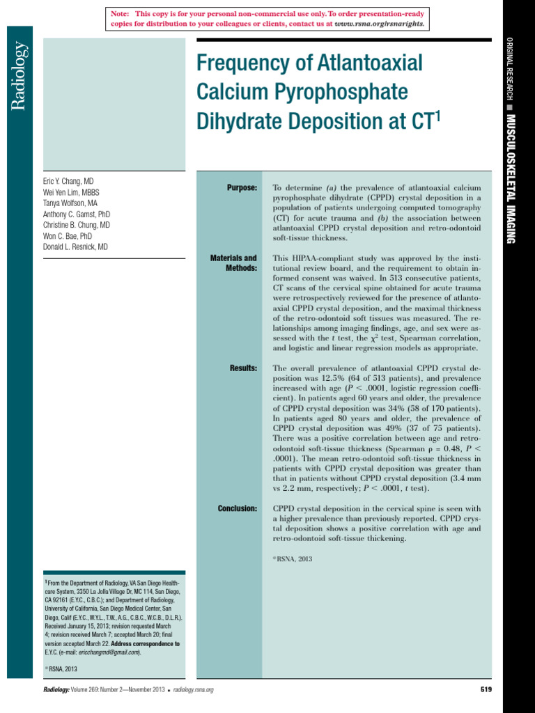 Epidemio PPCD en Articulación Atlantoaxial | PDF