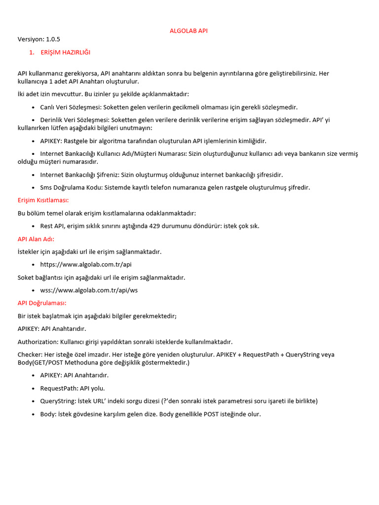 Algolab Api Document | PDF