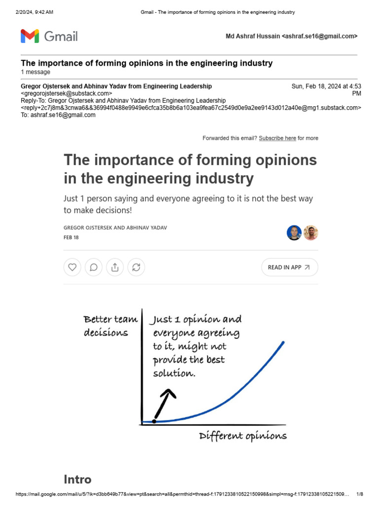 Gmail - The Importance of Forming Opinions in The Engineering Industry ...