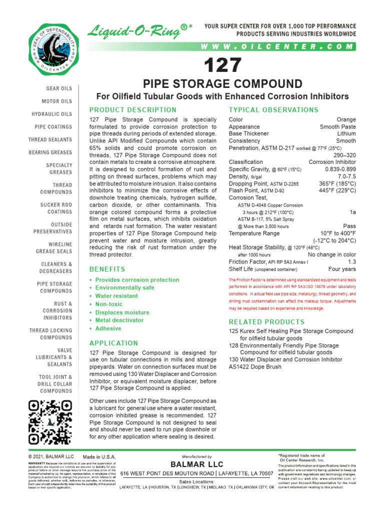 127 Pipe Storage Compound | PDF | Corrosion | Rust