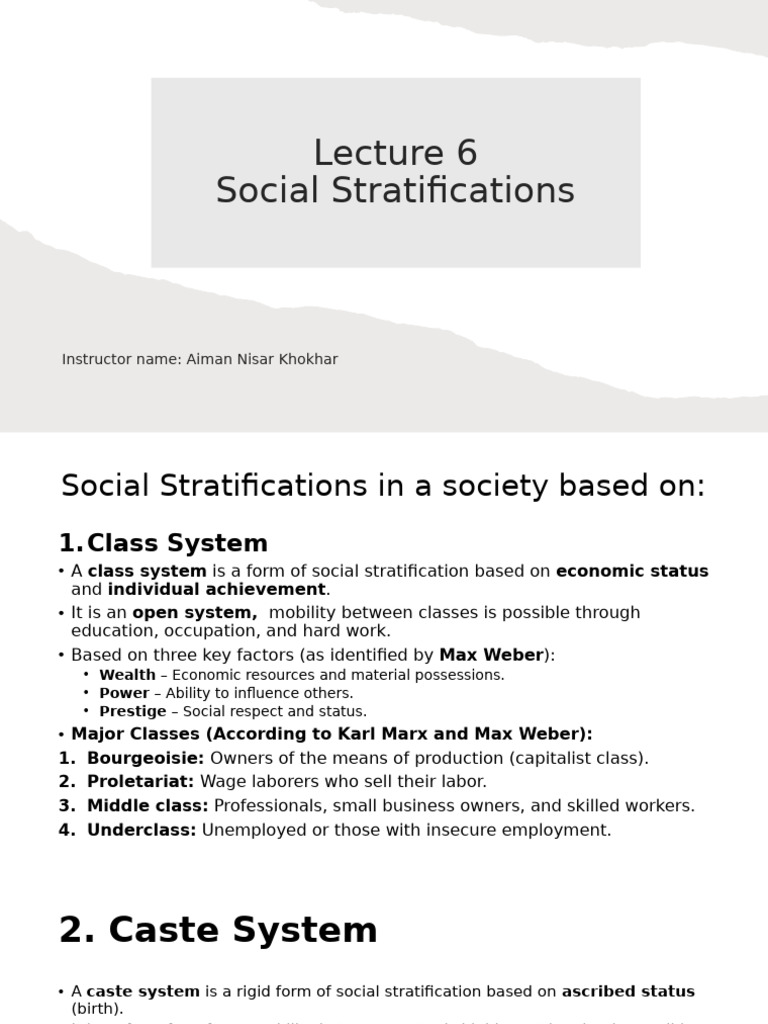 Lecture 6, Sociology, Cui | PDF | Caste | Social Stratification