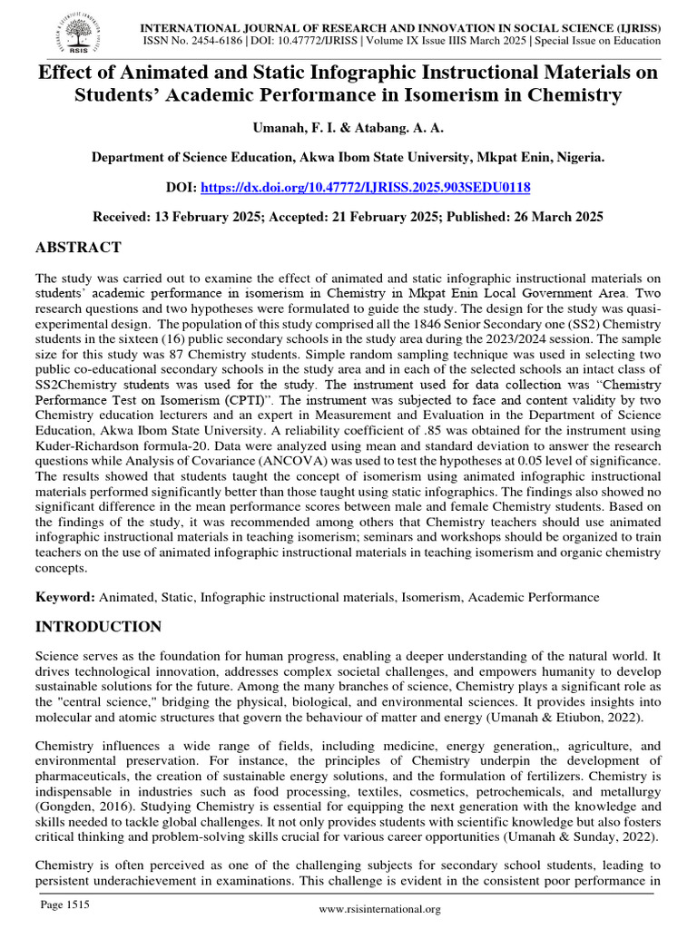 Effect of Animated and Static Infographi | PDF | Infographics | Isomer