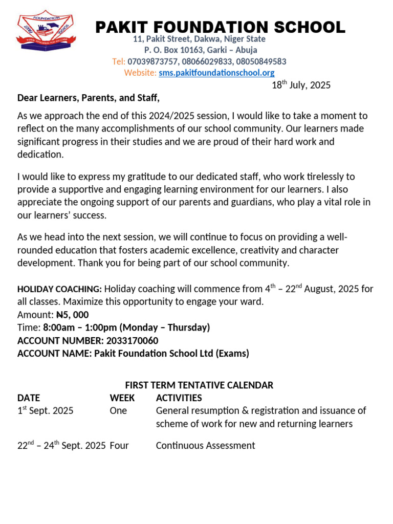Pakit Foundation School Year-End Update | PDF