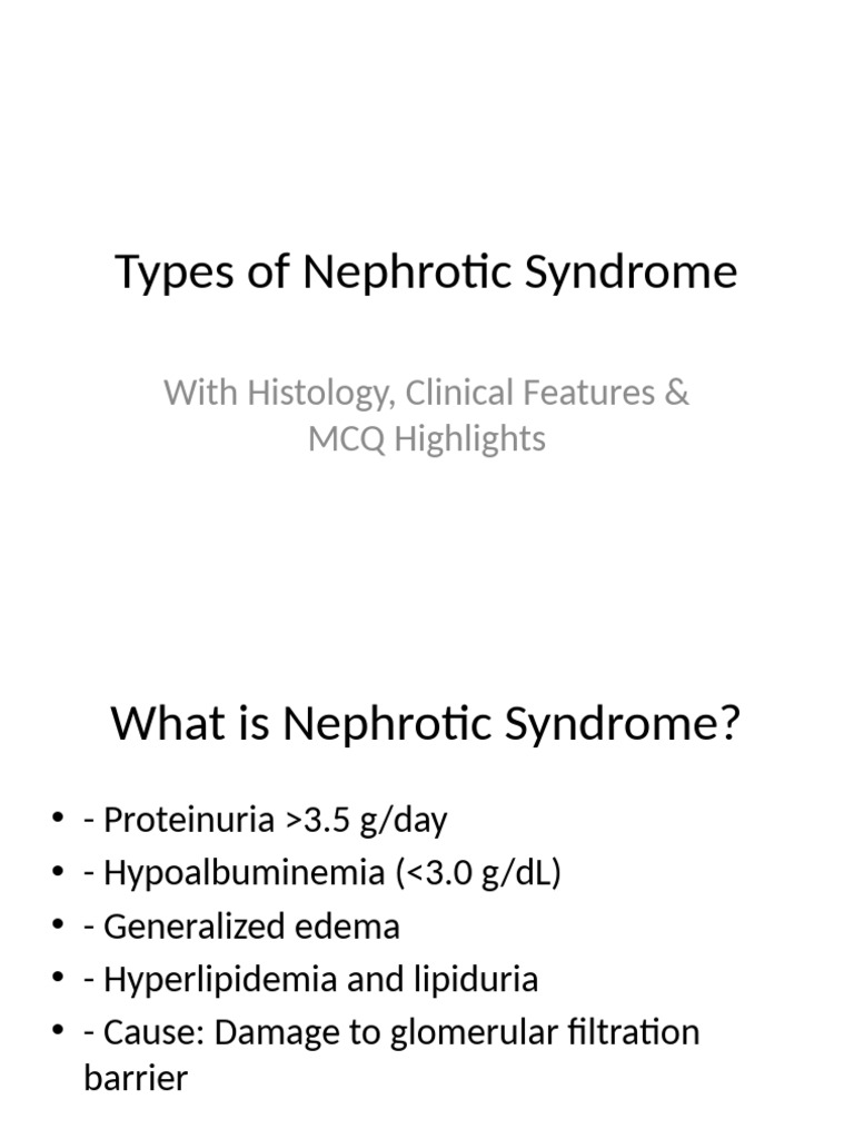 Types of Nephrotic Syndrome | PDF