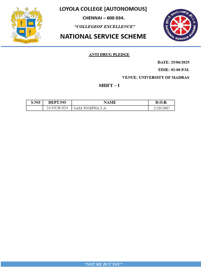 Anti Drug Pledge Selection List | PDF