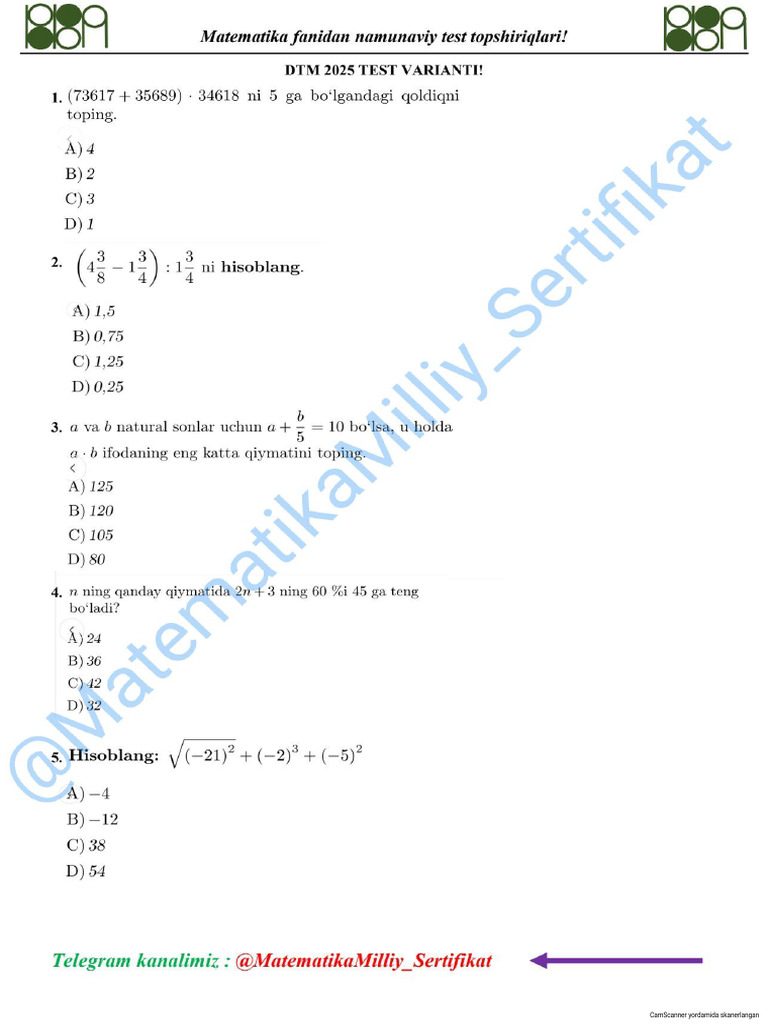 DTM 2025 Matematika | PDF