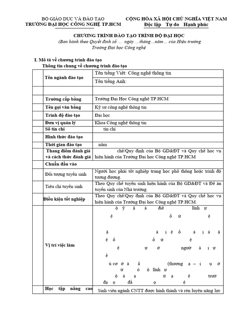 CTĐT Ngành CNTT | PDF