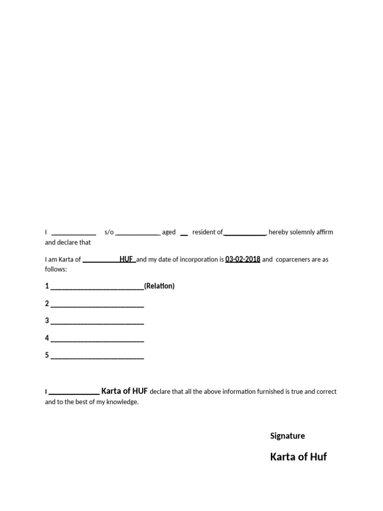 Huf Declaration | PDF