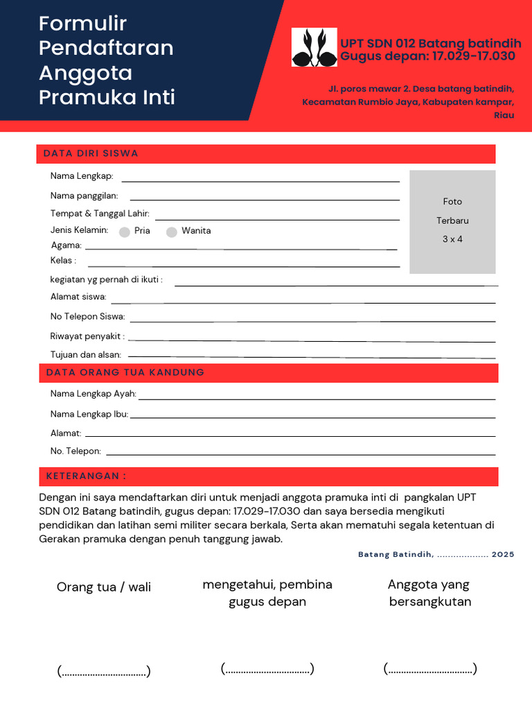 Formulir Pendaftaran Siswa Baru Bold Putih PDF | PDF