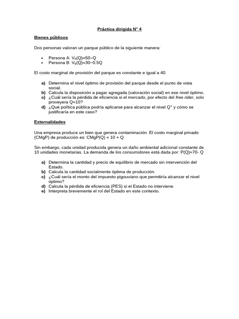 Práctica Dirigida N°4 | PDF